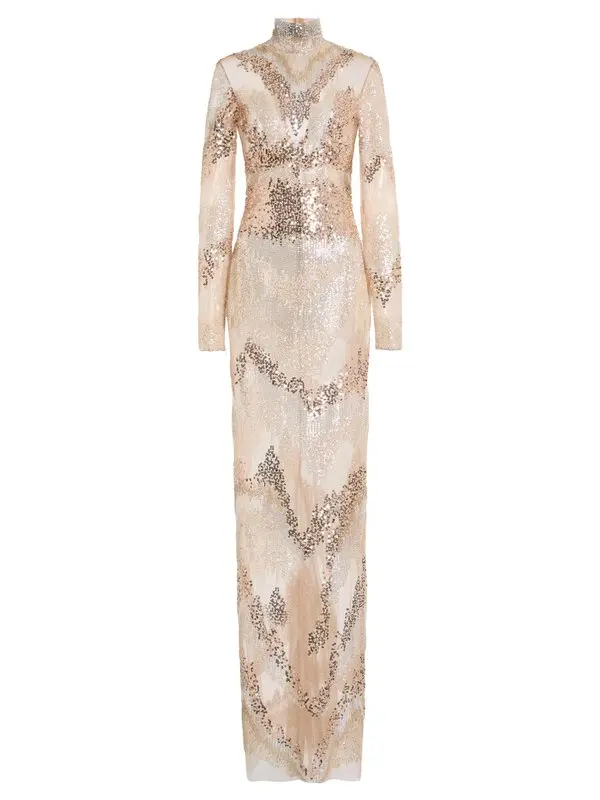 Zuhair Murad Sequined Tulle Gown - Multi