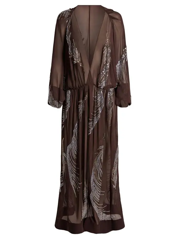 16Arlington Silas Embellished Georgette Midi Dress - Brown