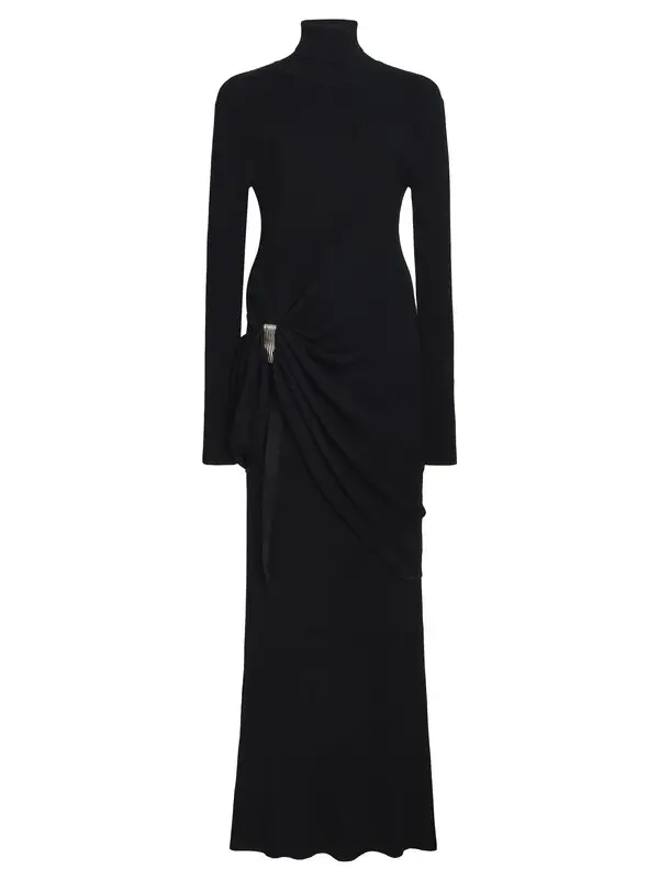 Brandon Maxwell The Lainey Draped Knit Gown - Black