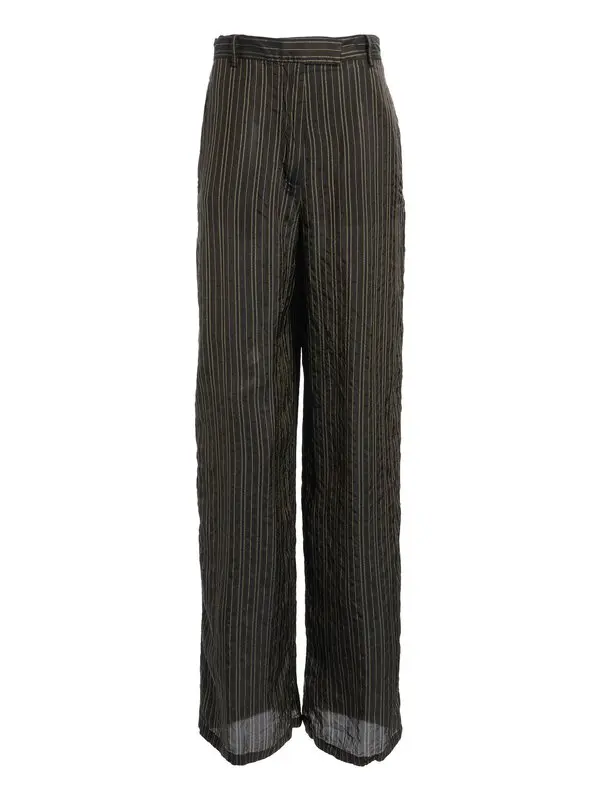Dries Van Noten Striped Taffeta Straight-leg Trousers - Brown