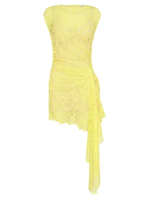 Anna Quan Indi Ruched Lace Mini Dress - Yellow