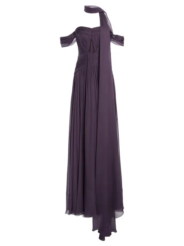 Zuhair Murad Silk-chiffon Off-the-shoulder Gown - Purple