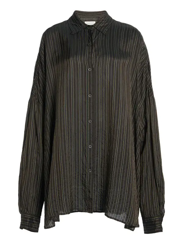 Dries Van Noten Casis Striped Taffeta Shirt - Brown