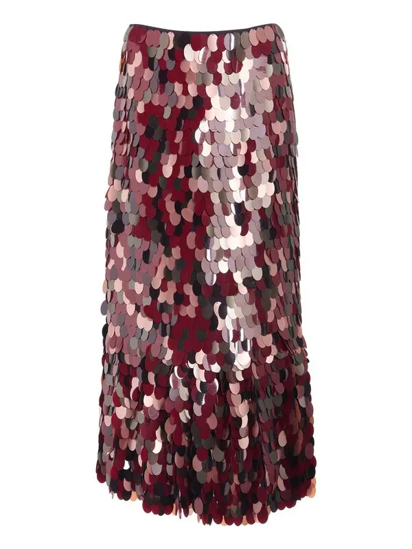 Dries Van Noten Paillette-embellished Midi Skirt - Burgundy