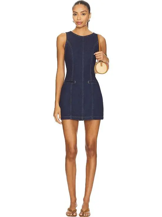 MORE TO COME Genie Mini Denim Dress - Dark Blue