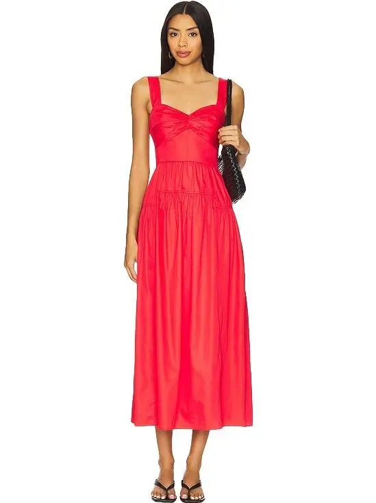 LA LIGNE Solid Poplin Midi Dress - Poppy