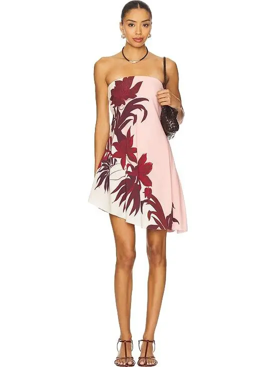 Rococo Sand Strapless Mini Dress - Pink & Burgundy