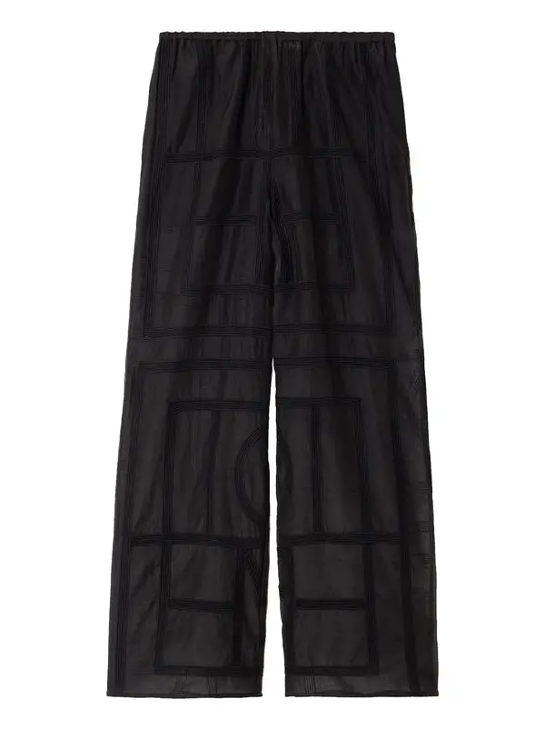 TOTEME Embroidered Wide-leg Pants - Black