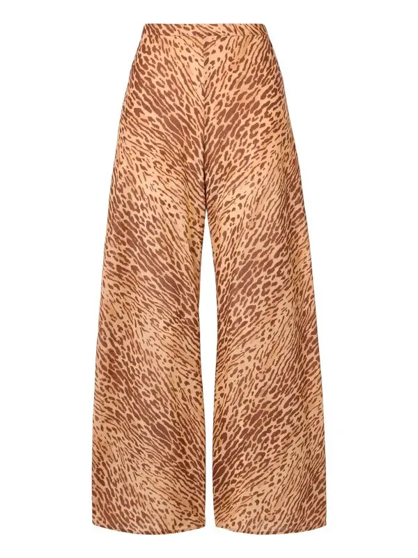 Zimmermann Cascadian Leopard-print Cotton-poplin Flared Pants - Brown