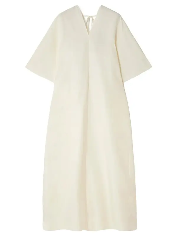 THE ROW Mia Open-back Silk-shantung Midi Dress - Off-white