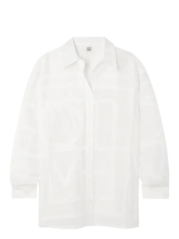 TOTEME Embroidered Organic Cotton And Silk-blend Voile Shirt - White