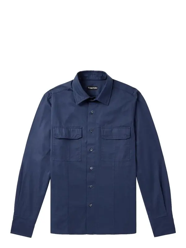 TOM FORD Cotton-twill Shirt - Blue