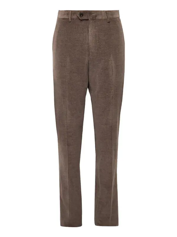 Caruso Slim-fit Straight-leg Corduroy Suit Trousers - Brown
