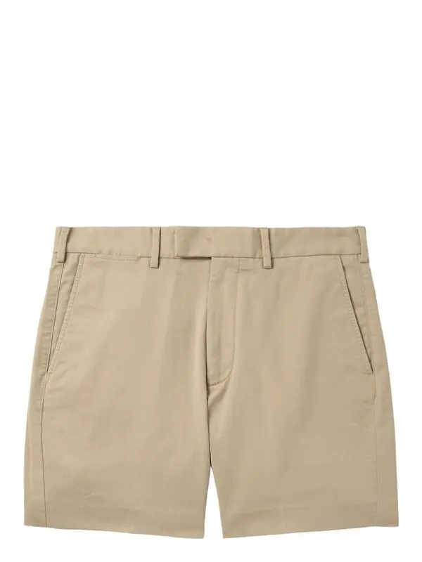 TOM FORD Straight-leg Pleated Stretch-cotton Twill Shorts - Brown