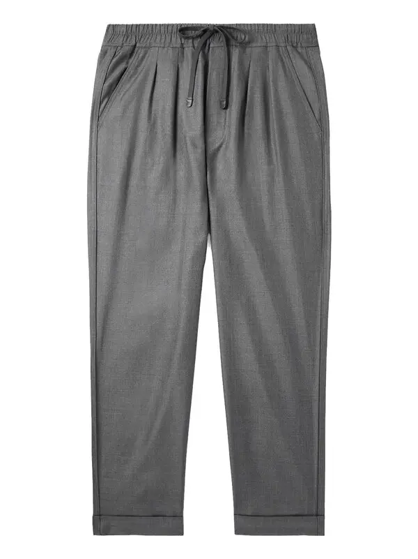 TOM FORD Straight-leg Silk-twill Drawstring Trousers - Gray