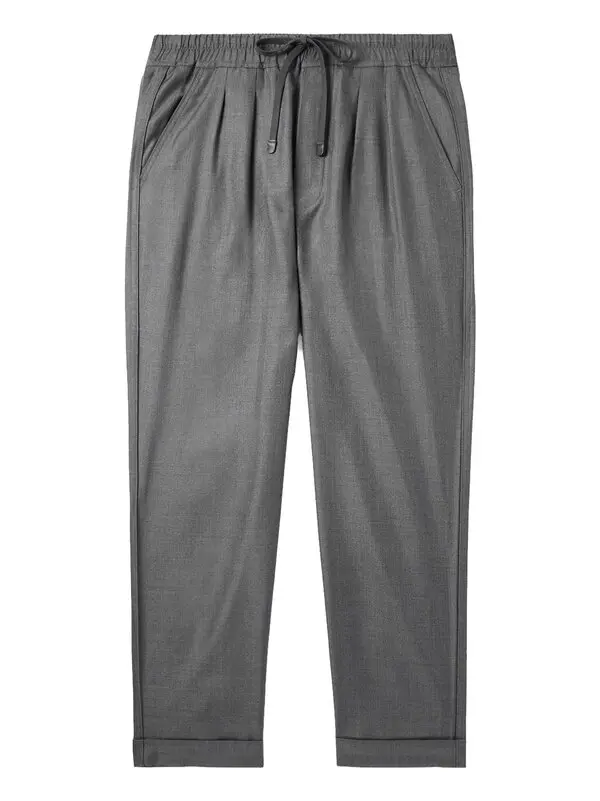 TOM FORD Straight-leg Silk-twill Drawstring Trousers - Gray