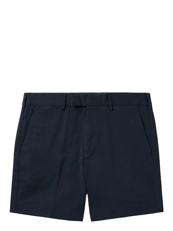 TOM FORD Straight-leg Pleated Stretch-cotton Twill Shorts - Blue