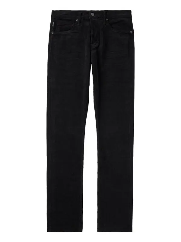 TOM FORD Slim-fit Cotton-blend Corduroy Trousers - Black