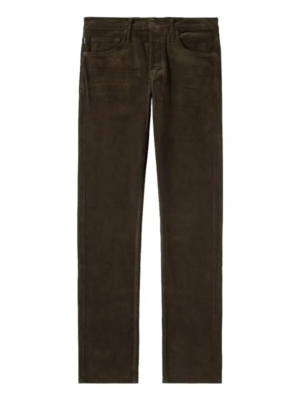TOM FORD Slim-fit Cotton-blend Corduroy Trousers - Brown