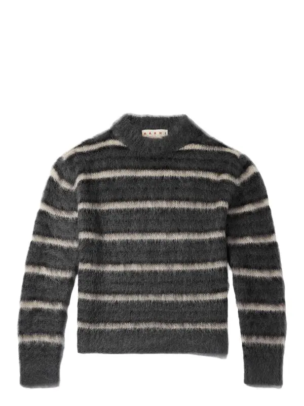 Marni Striped Mohair-blend Sweater - Gray