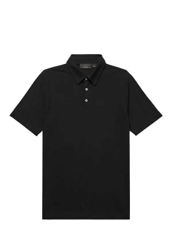 SLOWEAR Incotex Zanone Slim-fit Icecotton Polo Shirt - Black