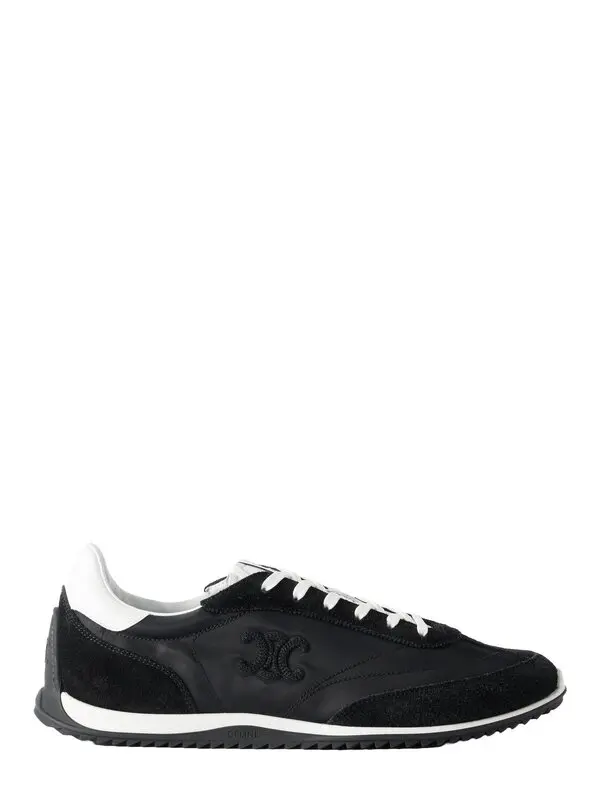 Celine Leather And Suede Trimmed Sneakers - Black