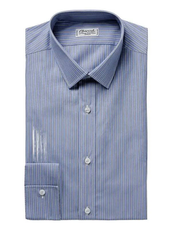 Charvet Striped Cotton-poplin Shirt - Blue