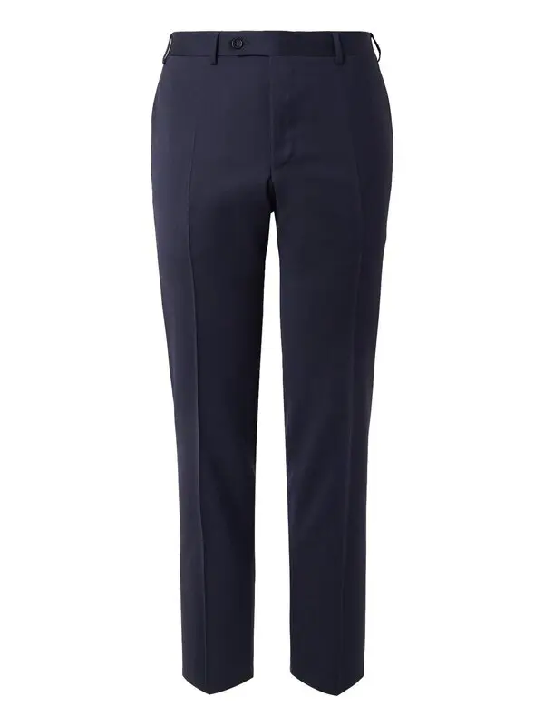 Canali Slim-fit Super 130s Wool-twill Suit Trousers - Blue