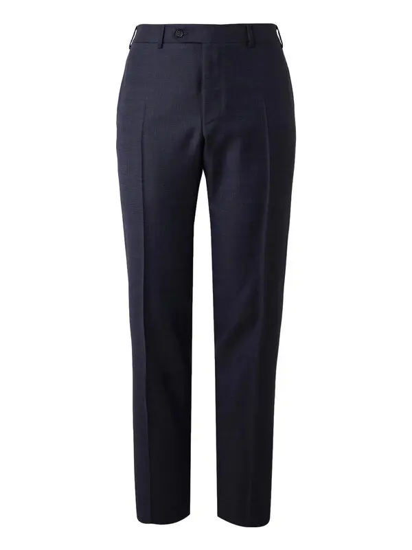 Canali Slim-fit Straight-leg Checked Super 130s Wool Suit Trousers - Blue