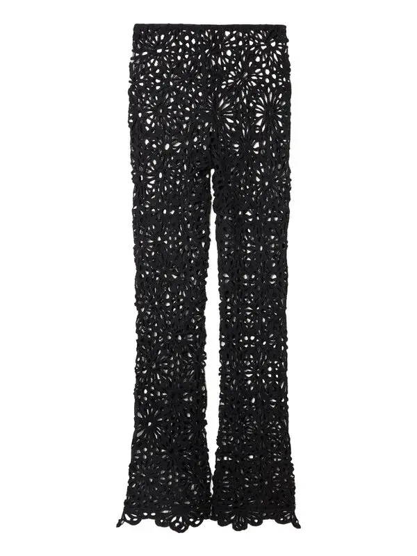 Norma Kamali Open-knit Flared Pants - Black