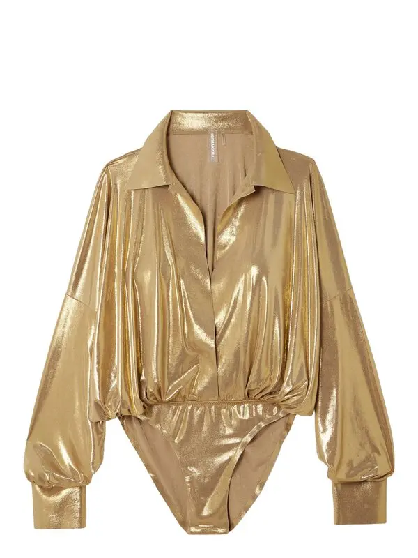 Norma Kamali Stretch-lamé Bodysuit - Gold