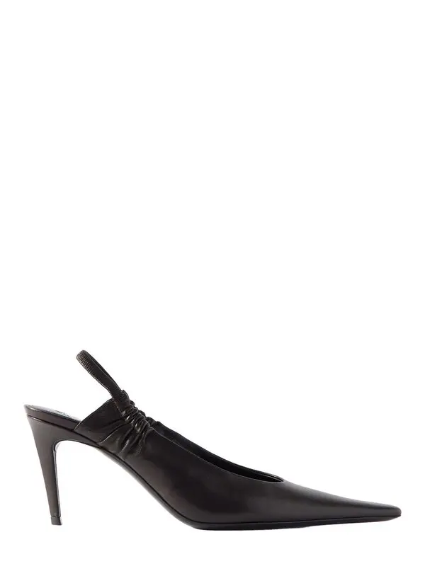 Saint Laurent Anne Marie Leather Slingback Pumps - Brown
