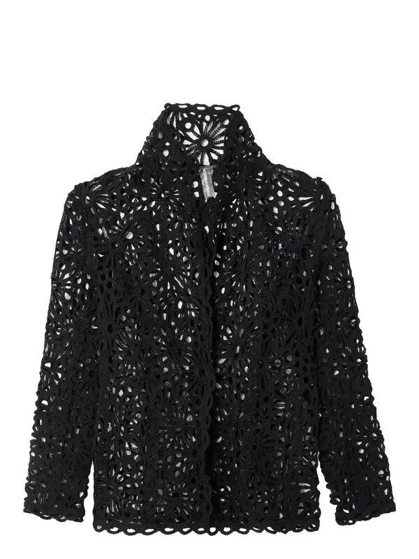 Norma Kamali Cotton-blend Open-knit Jacket - Black