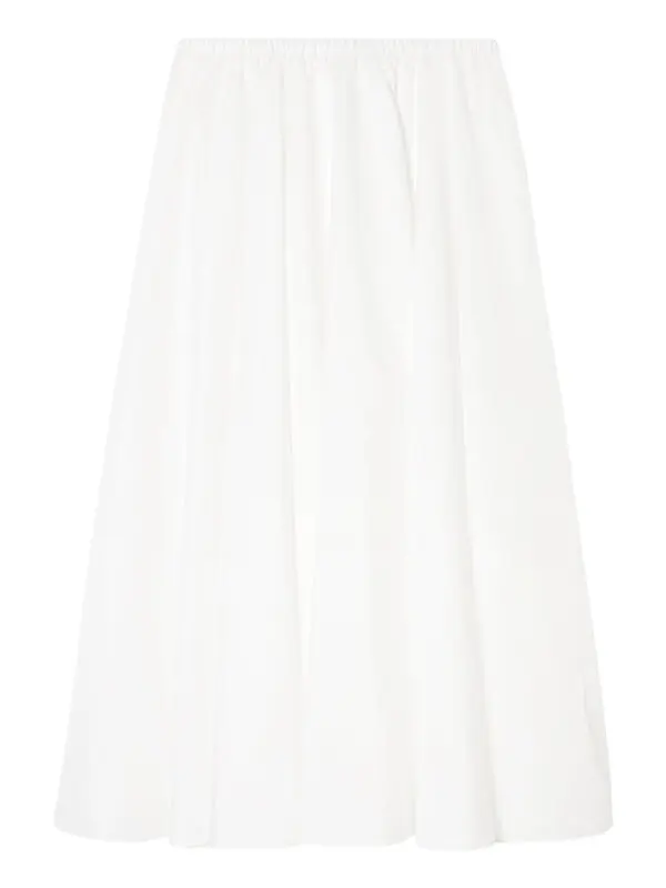 Norma Kamali Pleated Poplin Midi Skirt - White