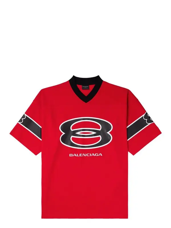Balenciaga American Football Oversized Printed Piqué T-shirt - Red
