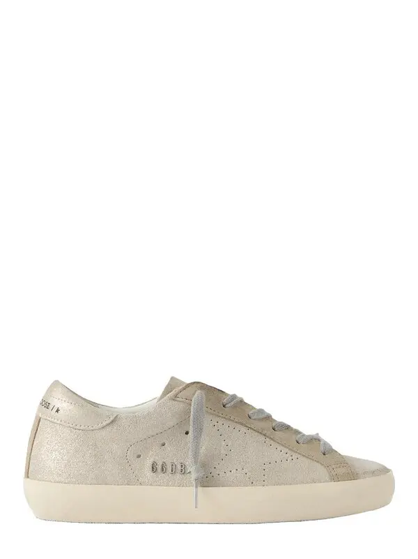 GOLDEN GOOSE Super-star Distressed Glittered Sneakers - Neutrals