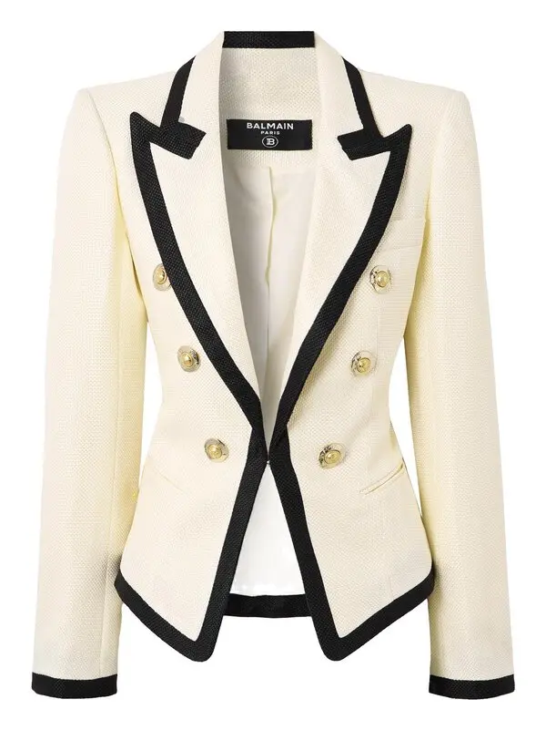 Balmain Button-embellished Woven Blazer - Ecru