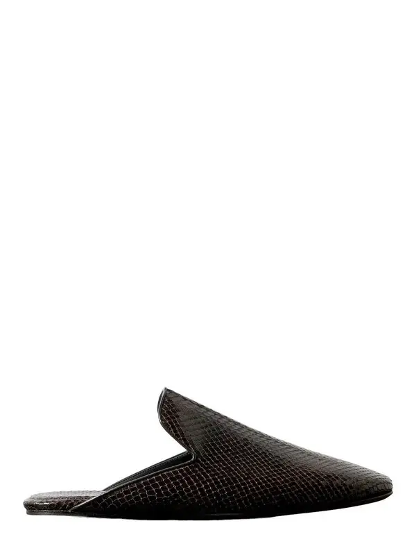 Dries Van Noten Snake-effect Leather Mules - Brown