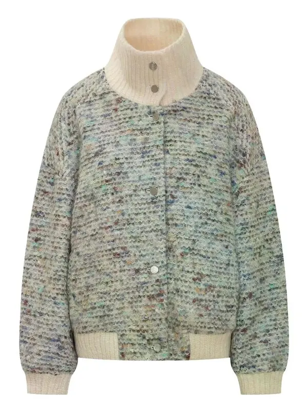 IRO PARIS Simone High-neck Speckled-knit Jacket - Neutrals