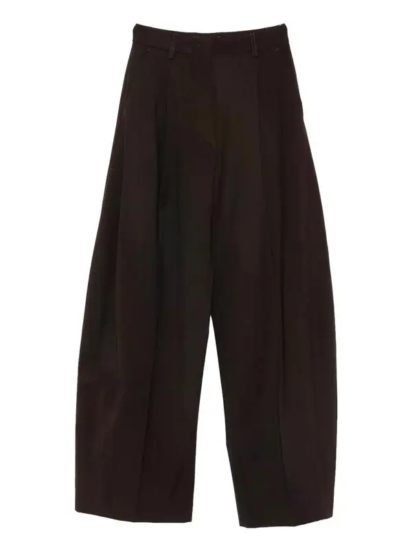 THELATEST Pleated Wide Leg Trousers - Brown