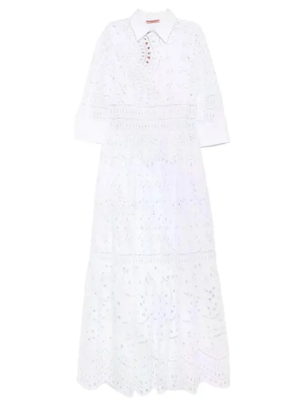 Ermanno Scervino Embroidered Tiered Dress - White