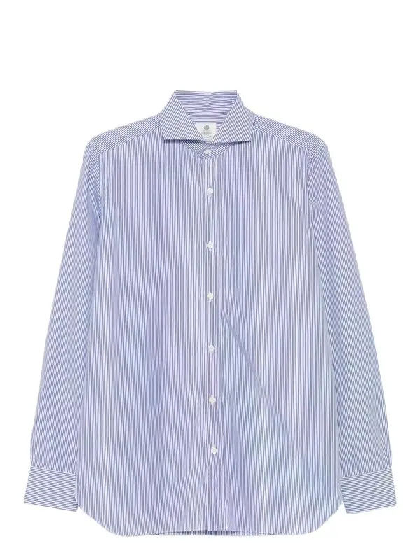 LUIGI BORRELLI Striped Cotton Shirt - Blue
