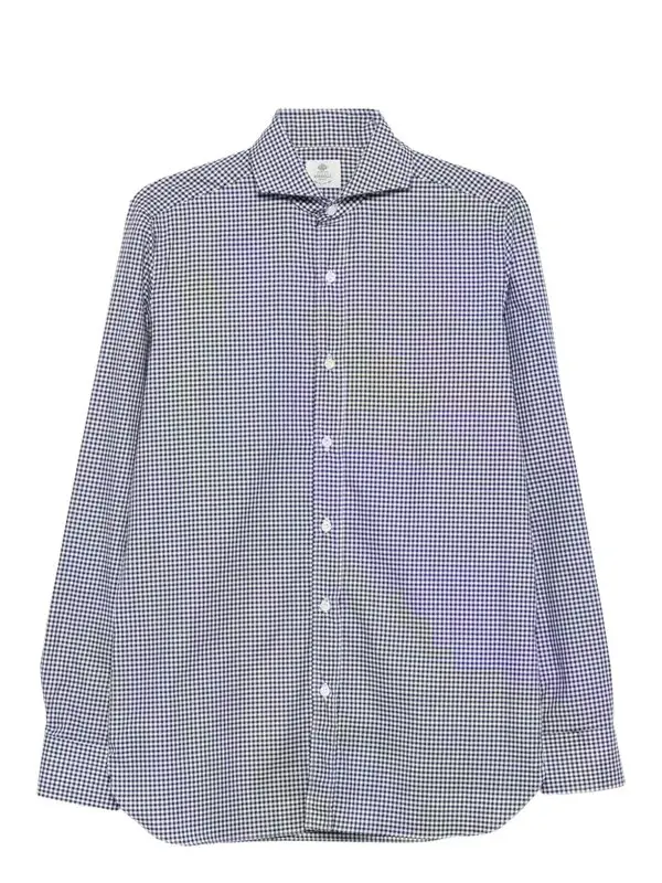 LUIGI BORRELLI Gingham-check Shirt - Blue