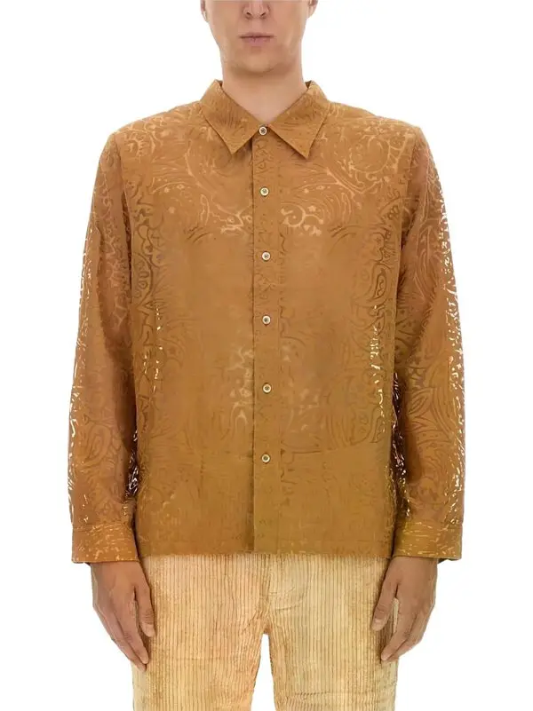 Séfr Maui Lace-detail Shirt - Brown