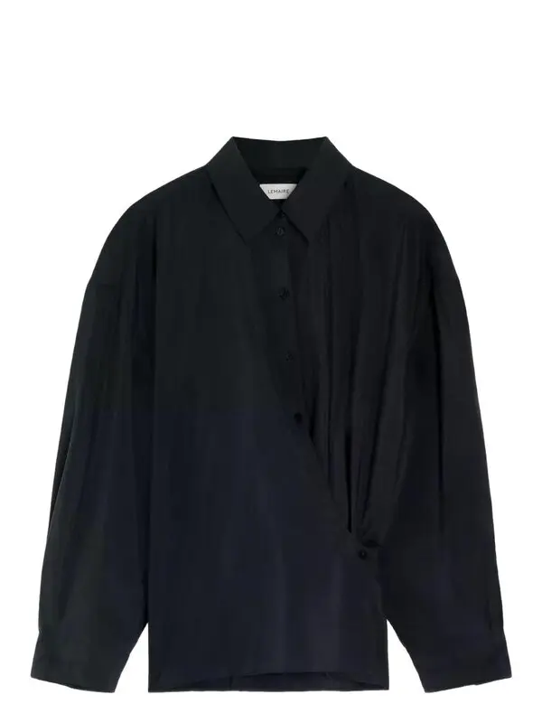 LEMAIRE Twisted-detail Polo-collar Shirt - Black