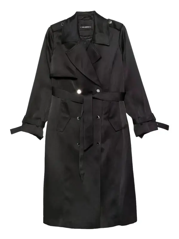 Karl Lagerfeld Belted Double-breasted Coat - Black