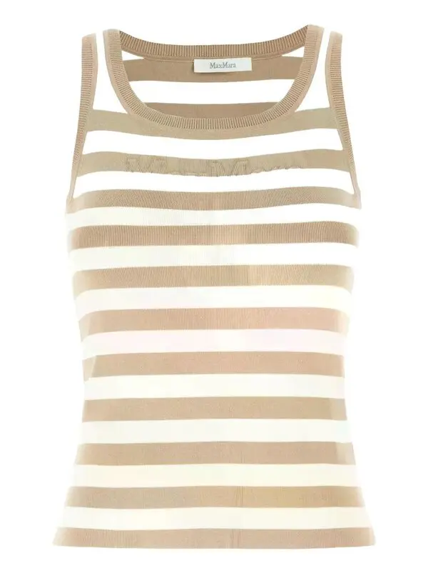 Max Mara Striped Ribbed-knit Top - White