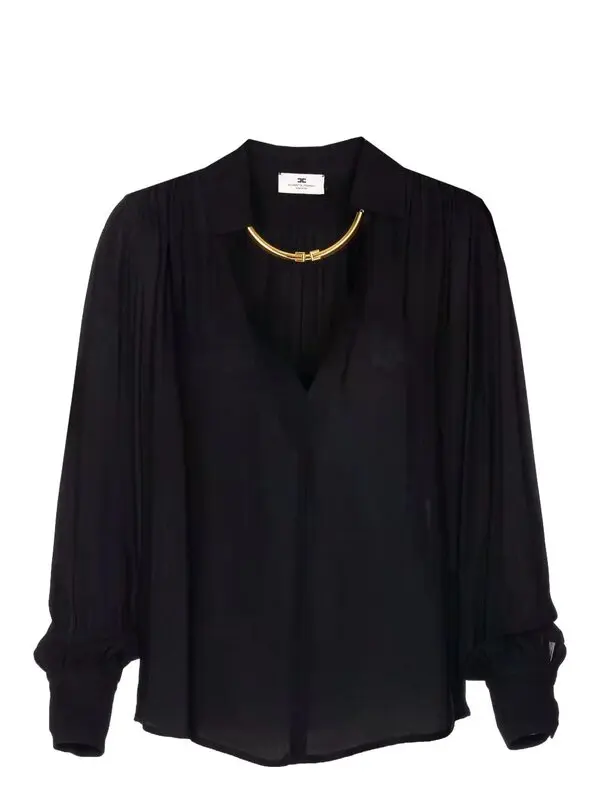 Elisabetta Franchi V-neck Long-sleeve Blouse - Black