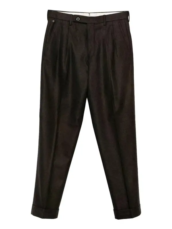 GTA Pleated Wool Trousers - Brown