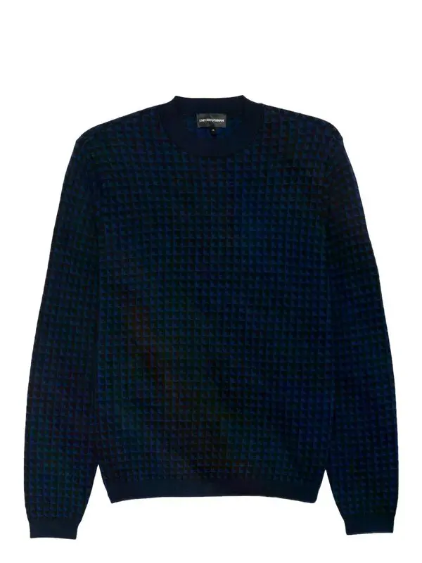 Emporio Armani Houndstooth Wool Sweater - Blue